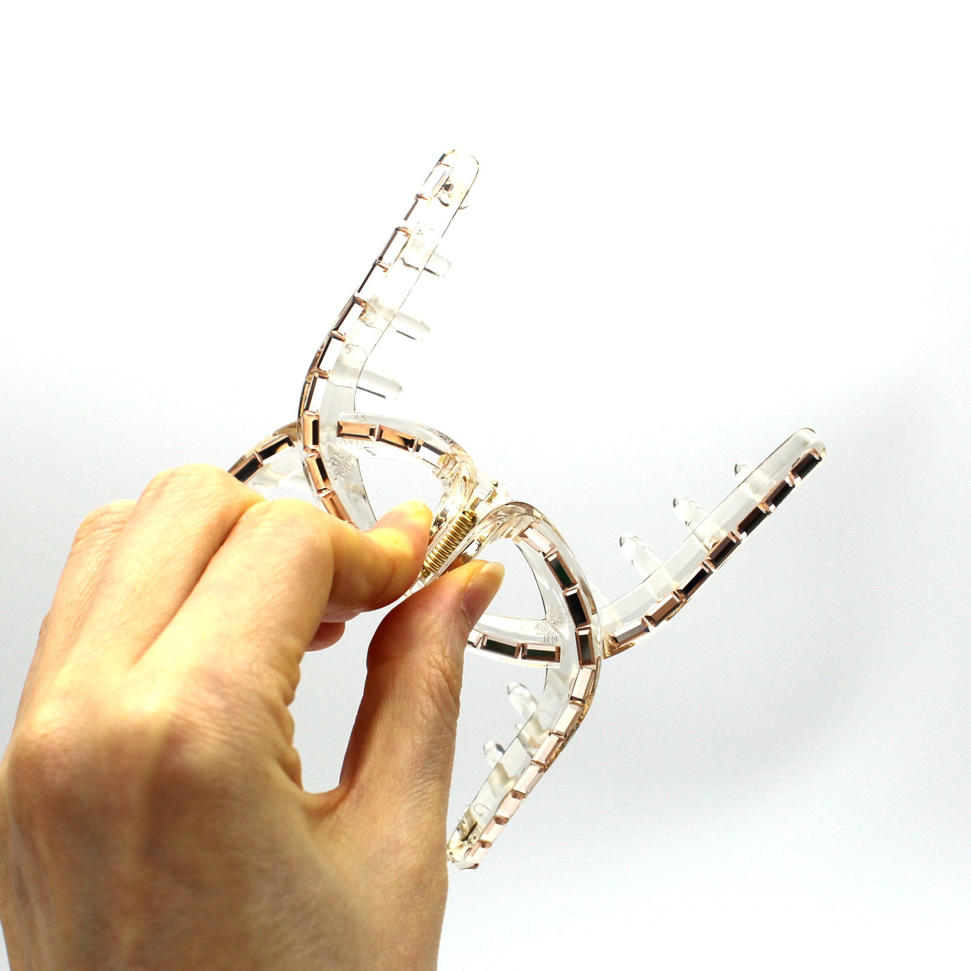 Large Transparent Clear Acrylic Curved Twist Claw Hair Clip Sparkly ...