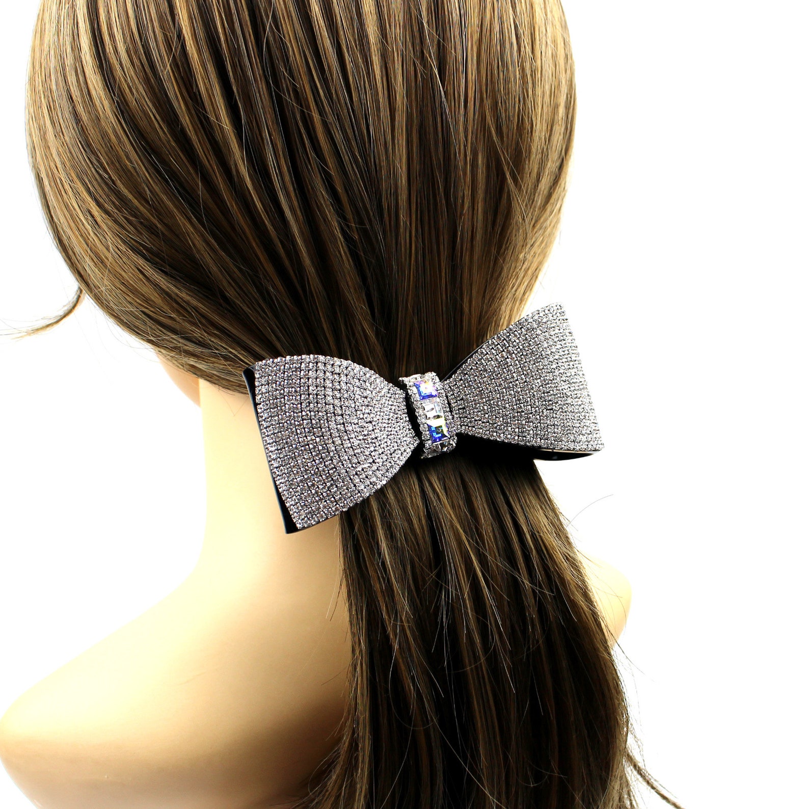 Super Dazzling Large Crystal Hair Bow Rhinestone Hair Jewelry Big ...