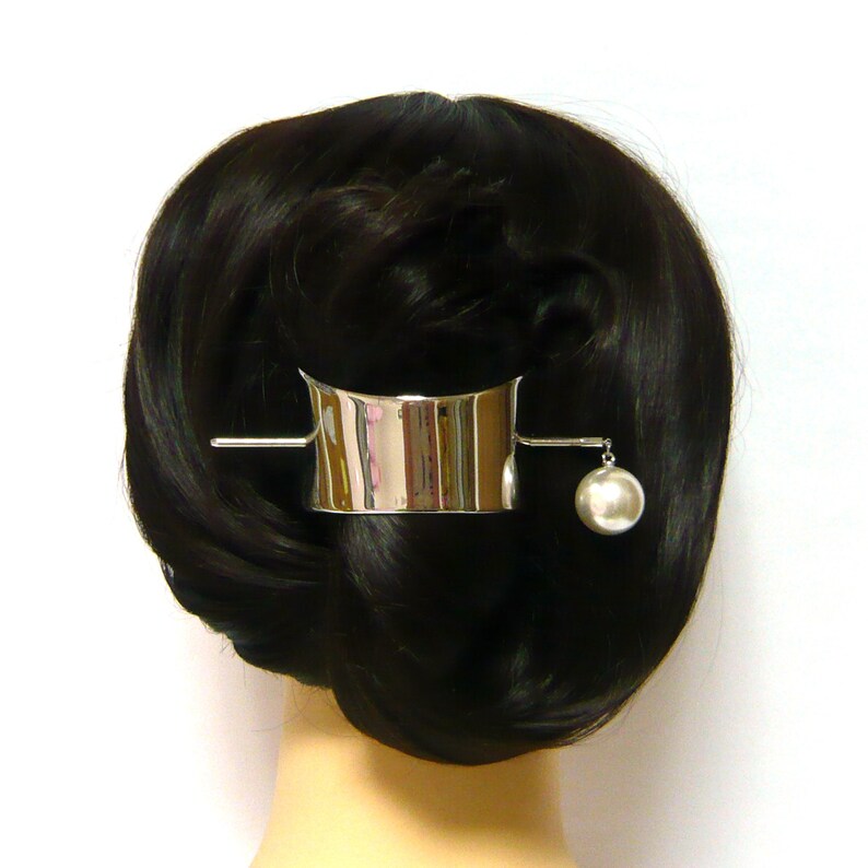 Silver Gold Metal Bun Ponytail Holder Cover Wrap Dangle Pearl | Etsy