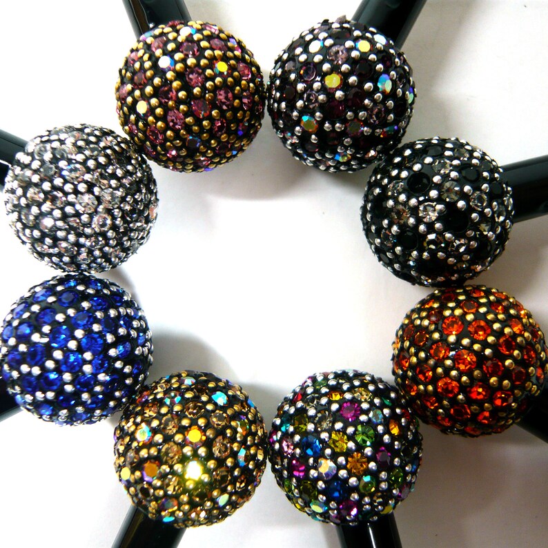 Sparkle Crystal Rhinestone Beaded Ball Long Black Plastic Hair | Etsy