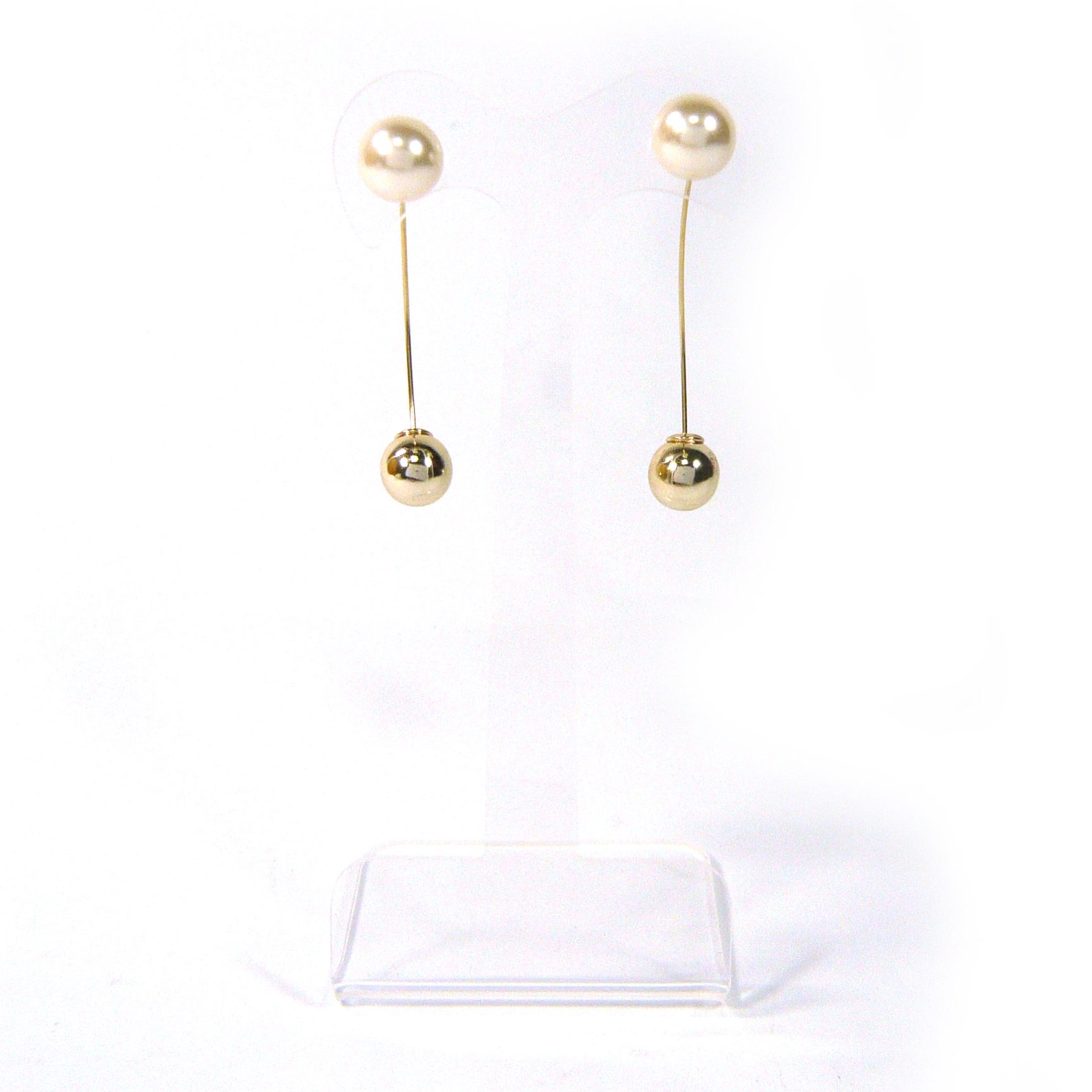 Silver Gold Metal Ball Cap Cream Faux Pearl Curve Wire Thread - Etsy