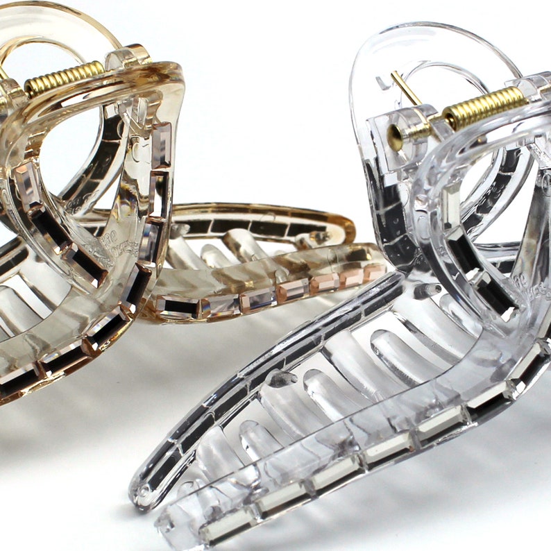 Large Transparent Clear Acrylic Curved Twist Claw Hair Clip Sparkly ...