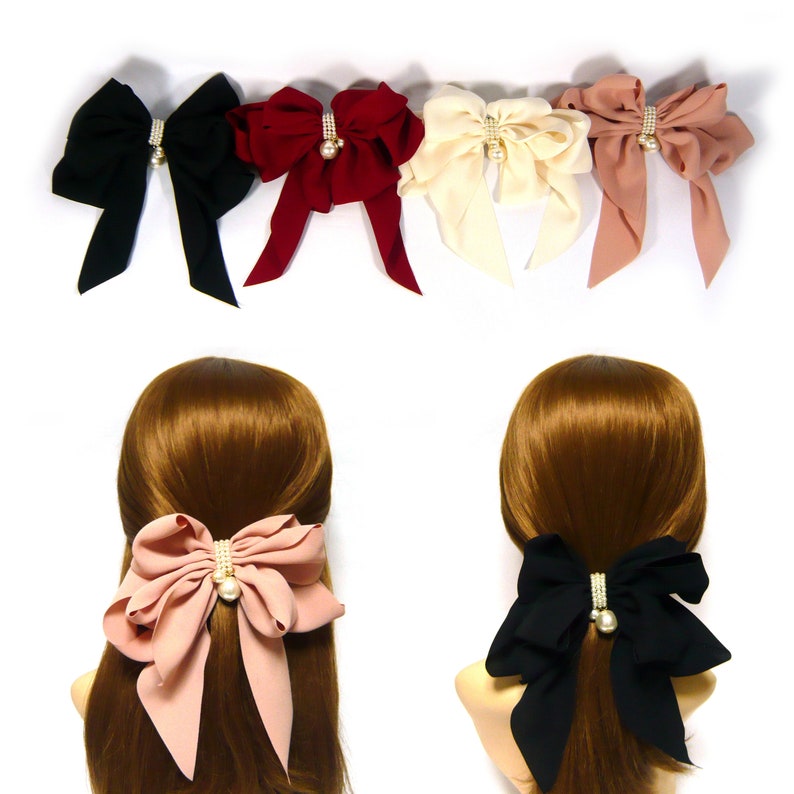 Soft Extra Large White Pink Red Black Ribbon Bow Dangle Faux - Etsy