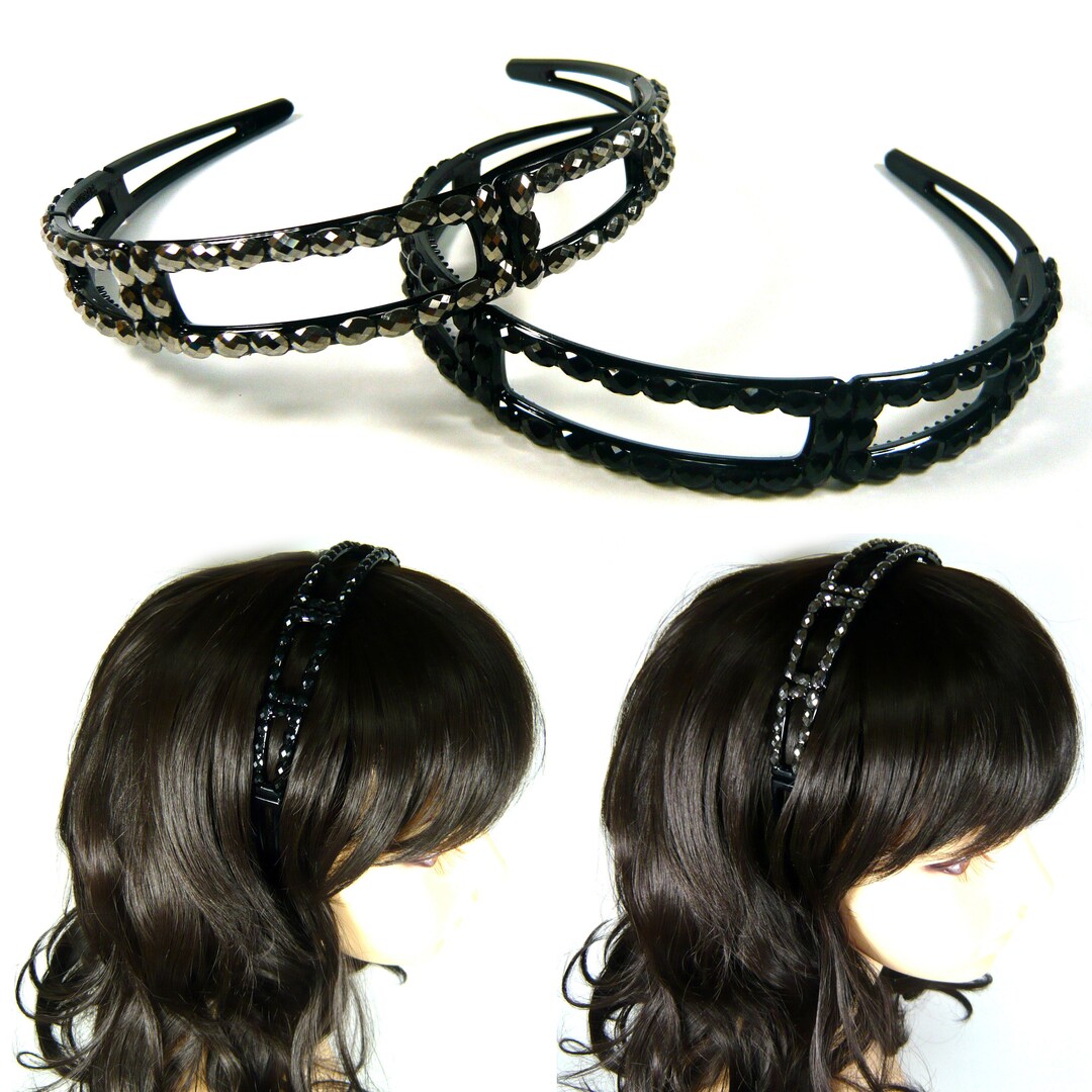 Gray Black Acrylic Crystal Stone Decor Plastic Teeth Headband - Etsy