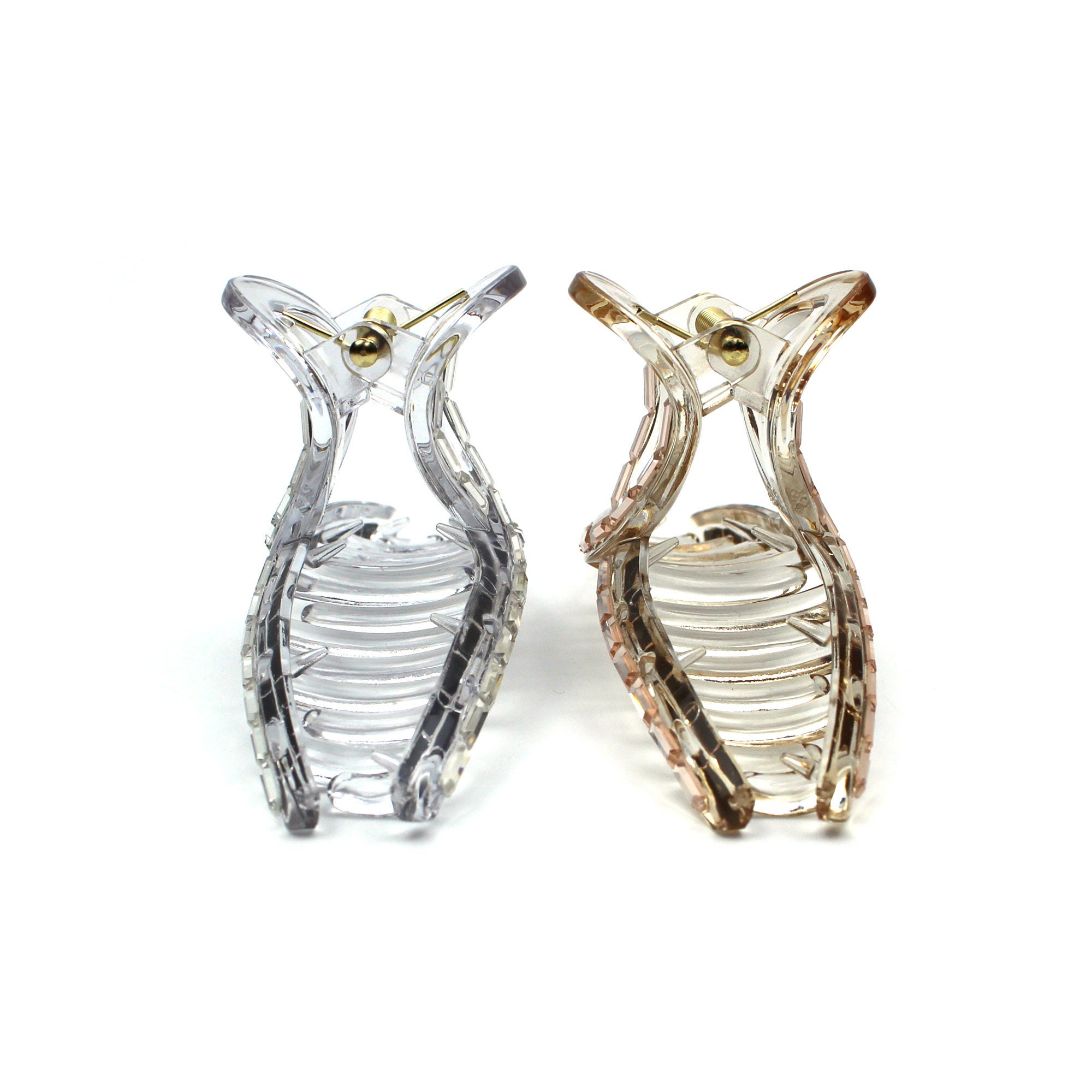 Large Transparent Clear Acrylic Curved Twist Claw Hair Clip Sparkly ...