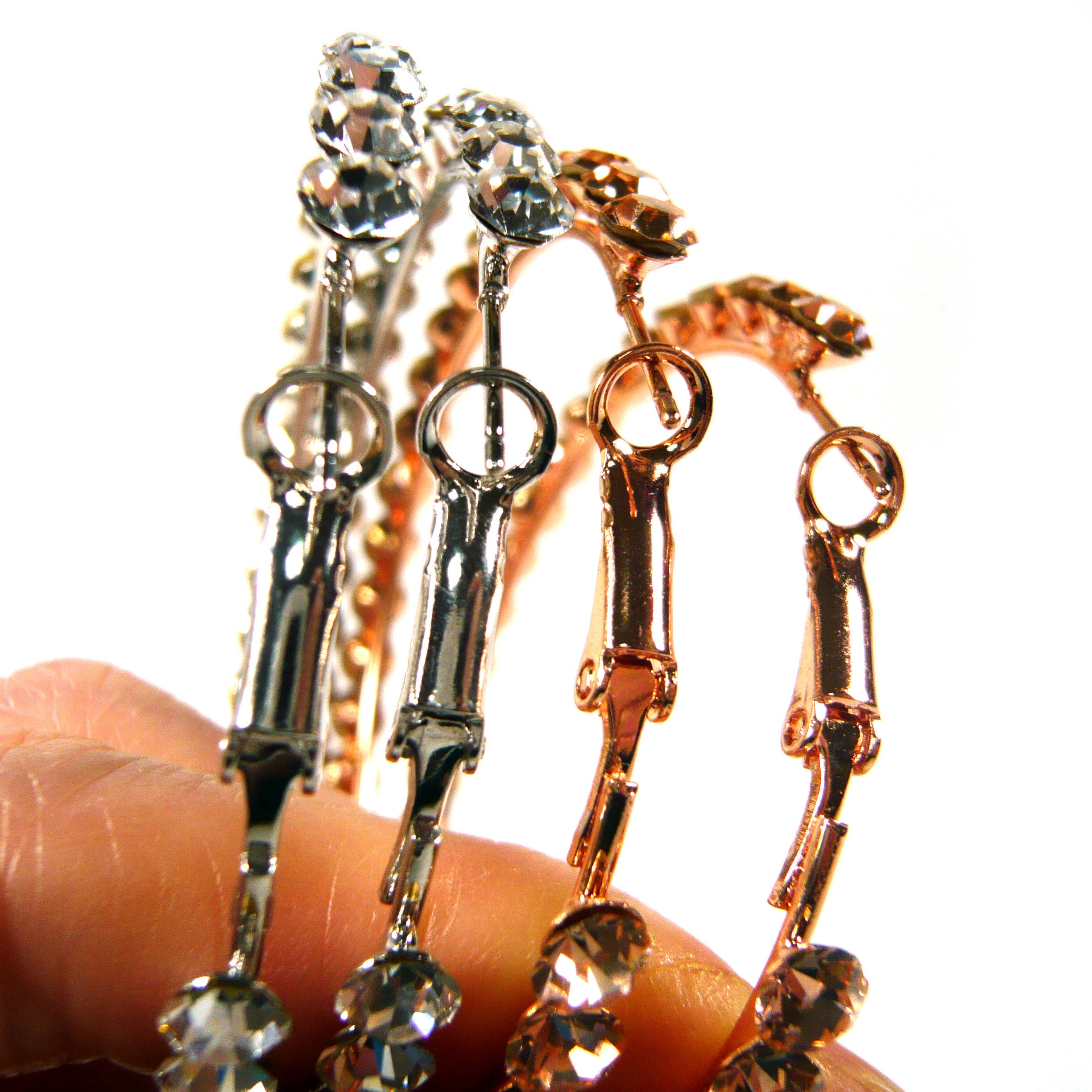 Large Round Circle Swarovski Crystal Rhinestone Hoop Earrings | Etsy