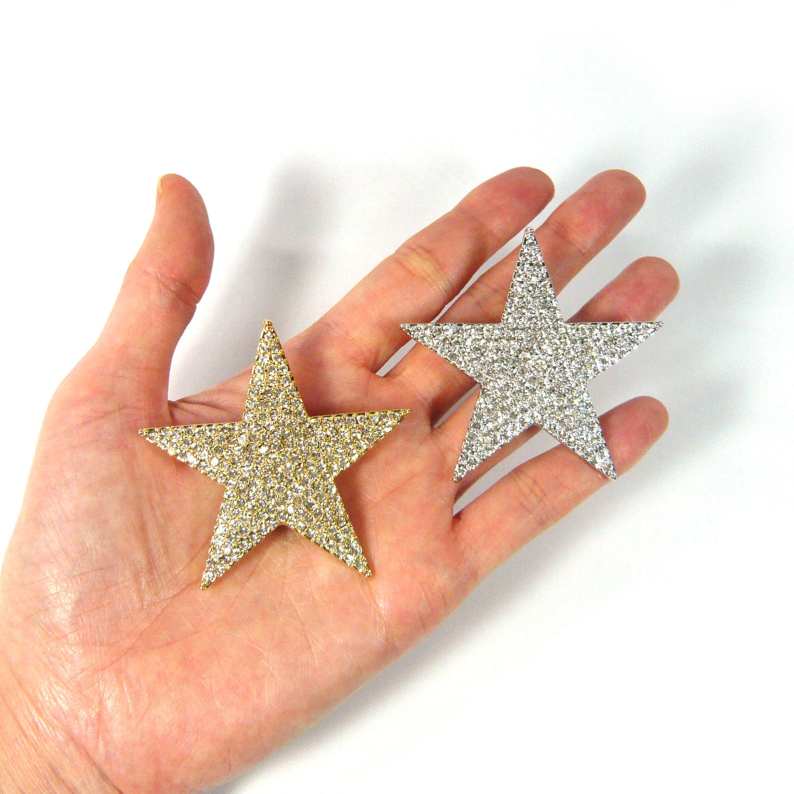 Clear Crystal Rhinestone Silver Gold Metal Star Brooch Pin | Etsy