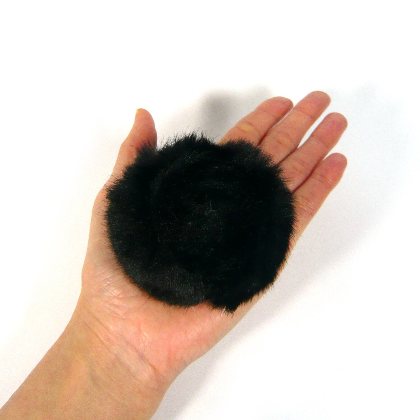 Soft Large Beige Pink Black Faux Rabbit Fur Furry Roll Ponytail Holder ...