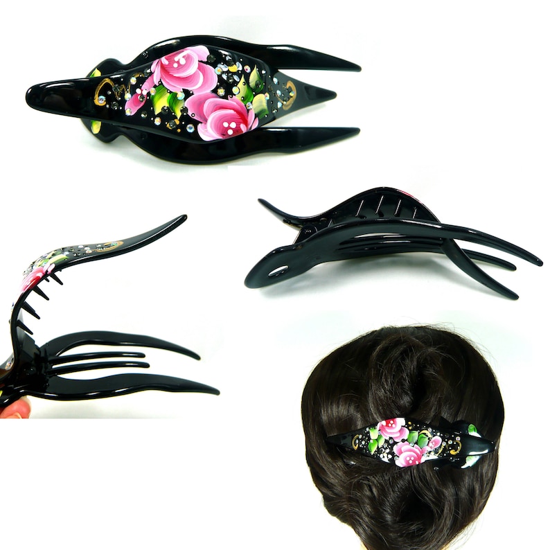 Large Long Black Plastic Hair Claw Clamp Jaw Clip Grip - Etsy