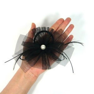 Large Thin Black Mesh Net Fabric Ribbon Round Floral Flower Bow Elastic ...