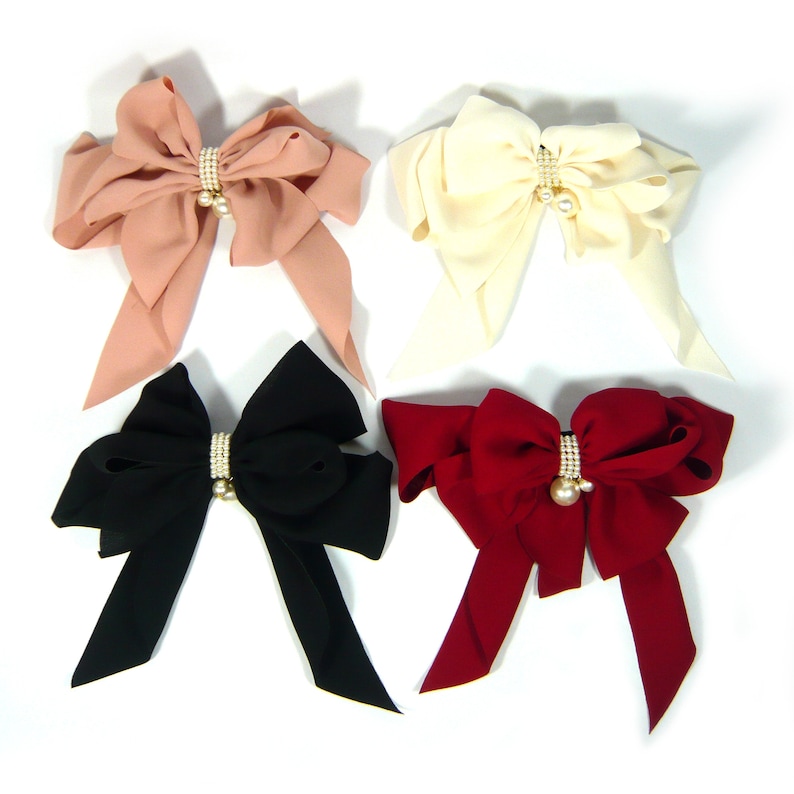 Soft Extra Large White Pink Red Black Ribbon Bow Dangle Faux - Etsy