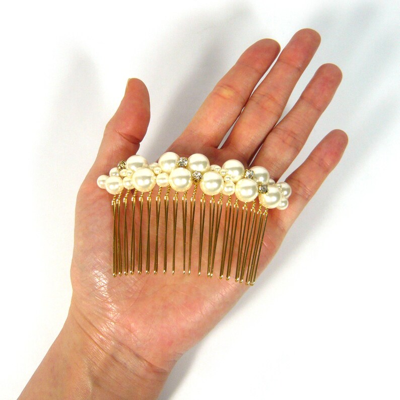 Women Wedding Side Comb Cream Colored Faux Pearl Rhinestone | Etsy