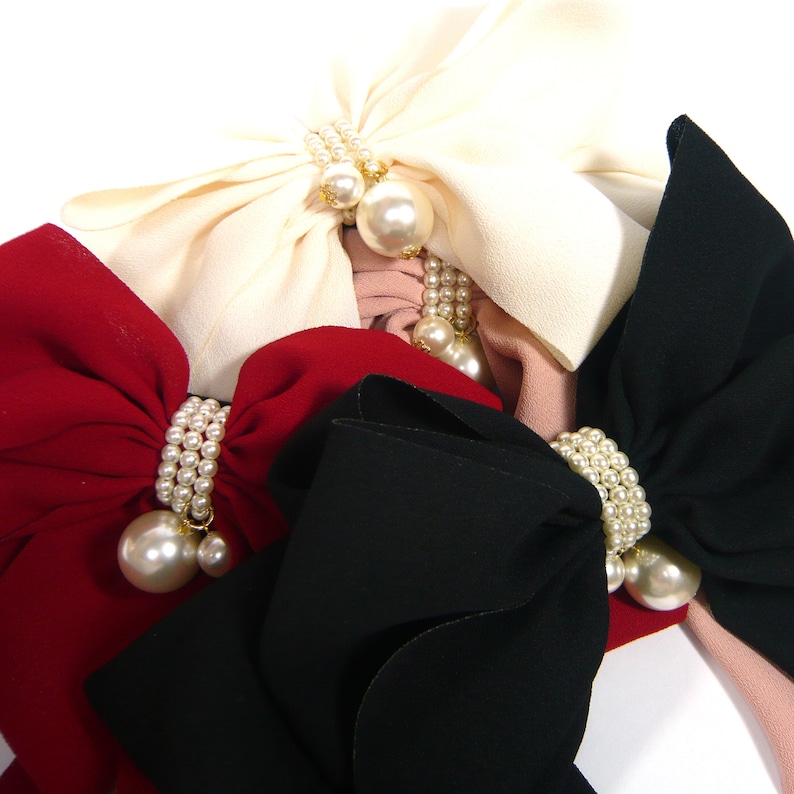 Soft Extra Large White Pink Red Black Ribbon Bow Dangle Faux - Etsy