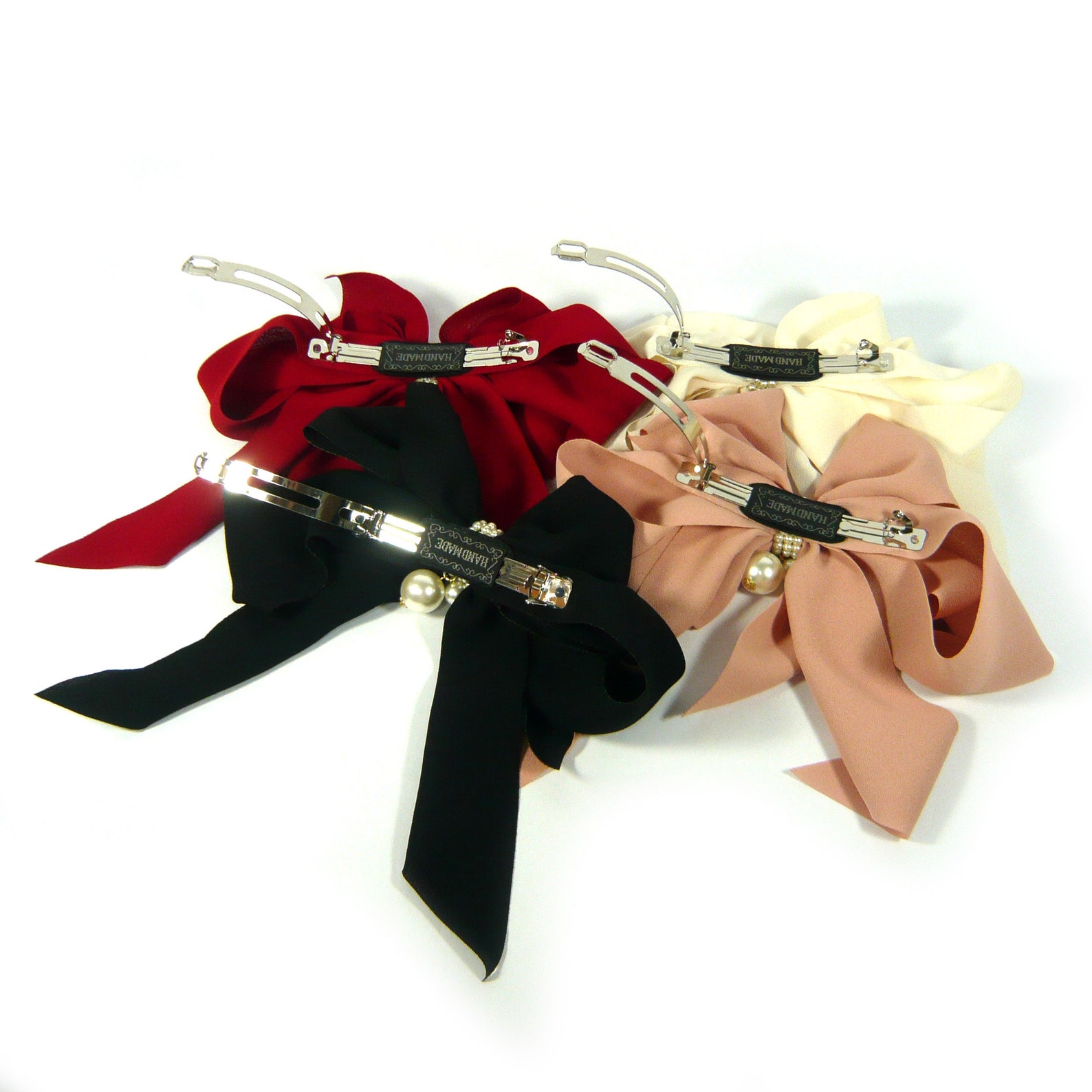 Soft Extra Large White Pink Red Black Ribbon Bow Dangle Faux - Etsy