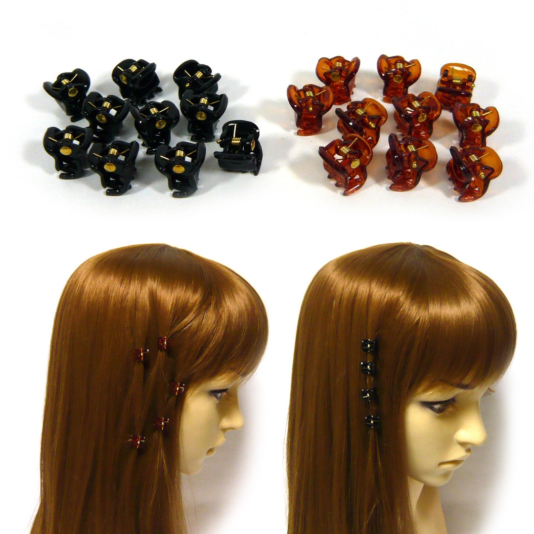 A Set of 10PCS Super Small Mini Brown Black Plastic Hair Claw Tiny ...