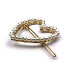 Cute White Cream Pearls Beads Beaded Hair Clip Gold Metal Clasp Closure ...