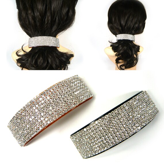 Clear Silver Crystal Rhinestone Decor Brown Black Long Large | Etsy