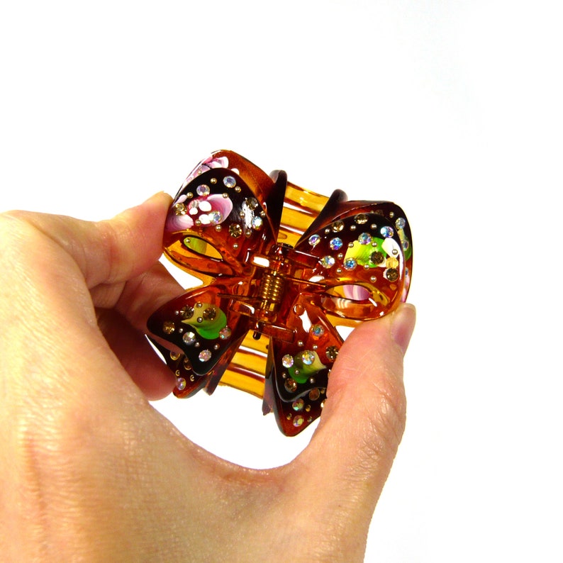 Hand Painted Flower Leaf Mini Rhinestone Crystal Decor Large - Etsy