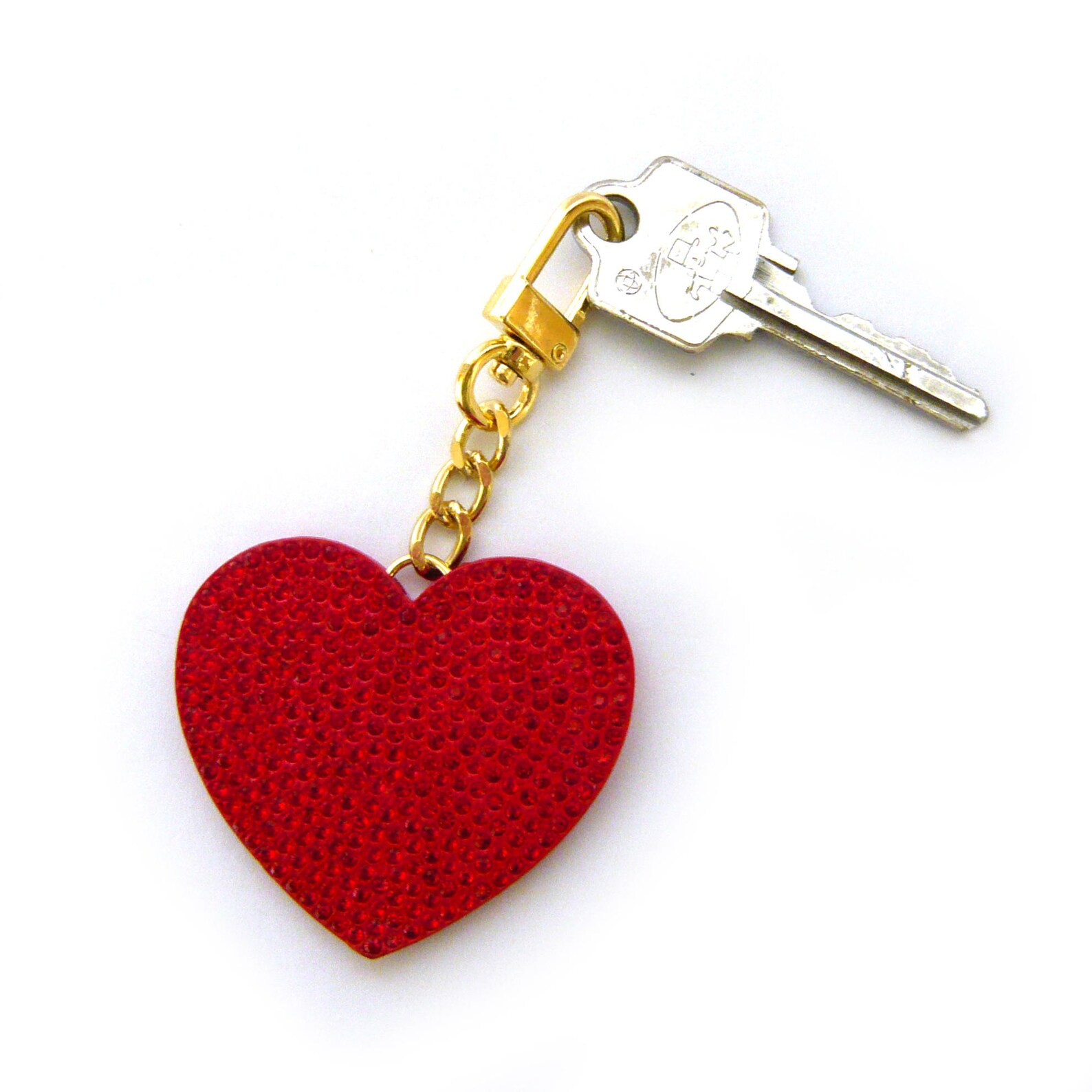 Red Crystal Rhinestone Heart Gold Metal Key Chain Holder Purse - Etsy