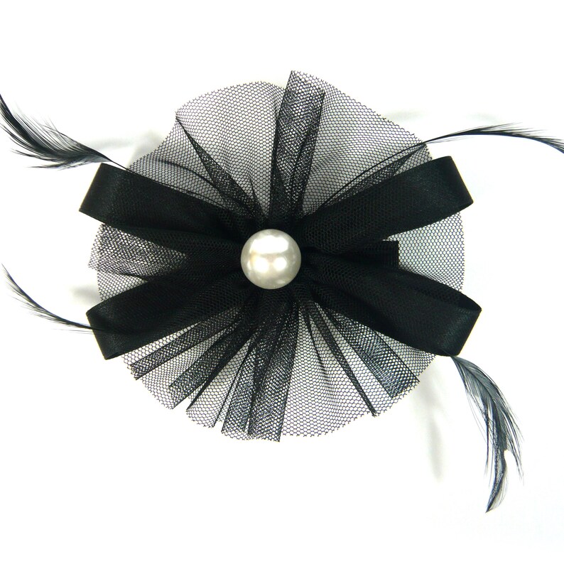 Black Thin Round Net Mesh Fabric Flower Ribbon Bow Faux Pearl - Etsy