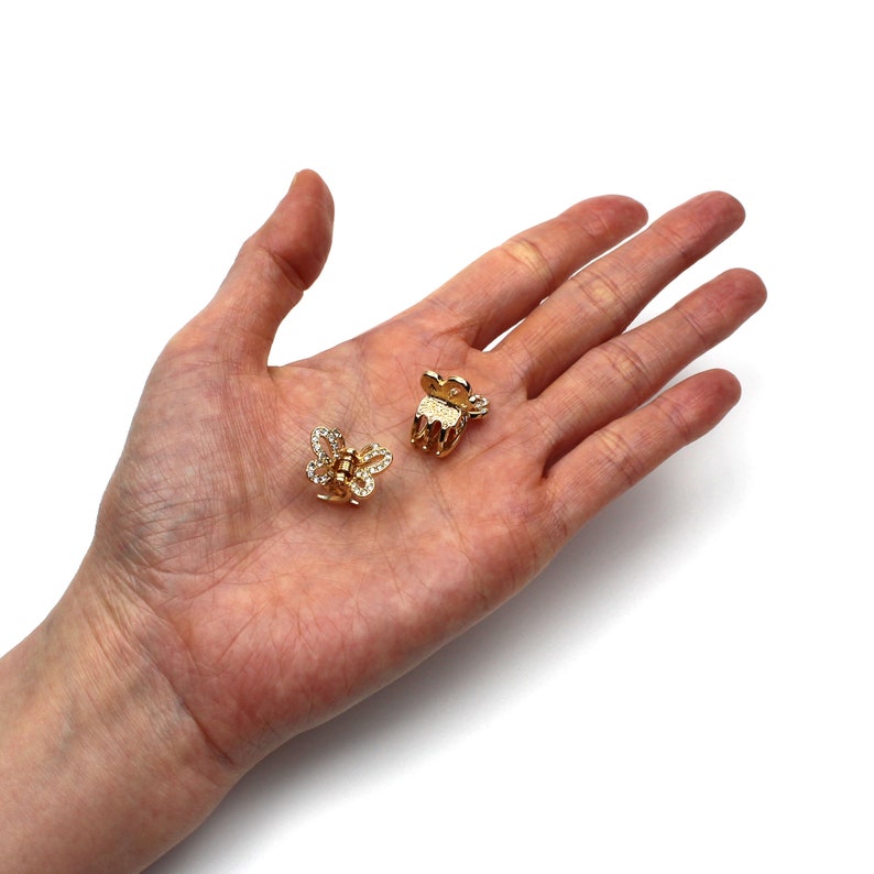 Cute Set of 2 Tiny Clear Silver Rhinestone Crystal Embellish - Etsy