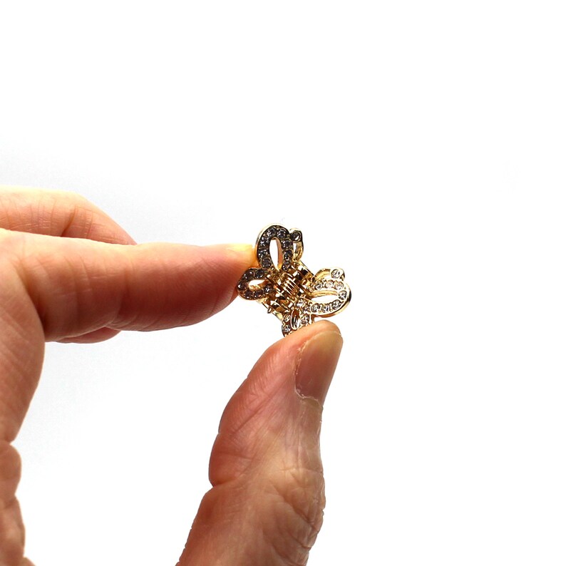 Cute Set of 2 Tiny Clear Silver Rhinestone Crystal Embellish - Etsy