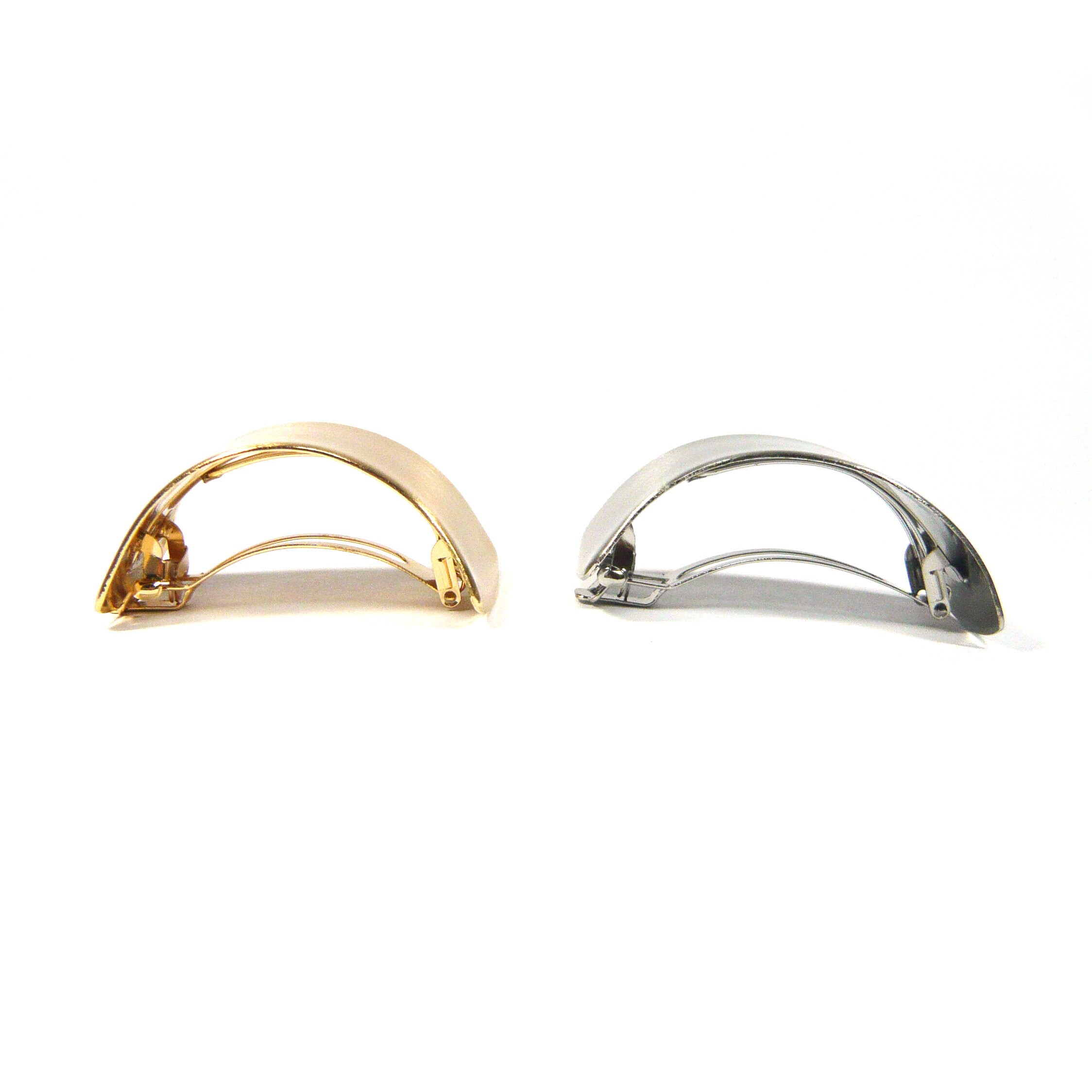 Silver Gold Semicircle Metal Metallic Automatic Barrette | Etsy