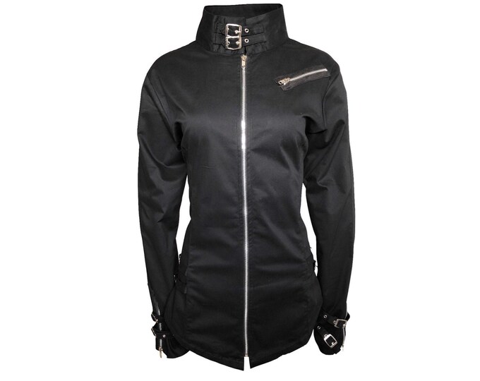 Tall Black Gothic Punk Denim Jacket - Etsy UK