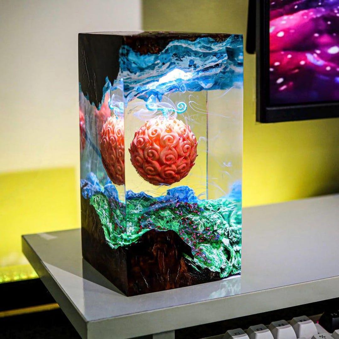 Devil Fruit One Piece Resin Lamp Diorama Resin Lamp, Handmade Epoxy ...