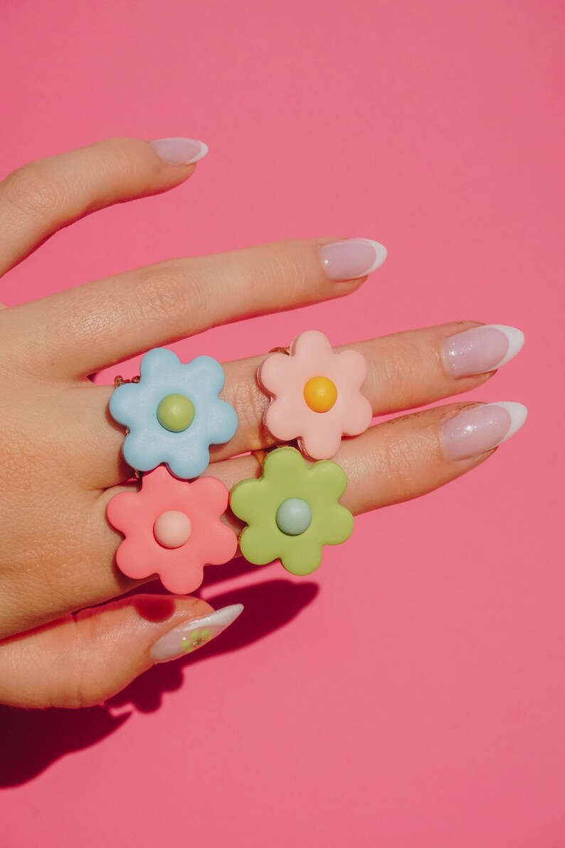 Flower Ring. Polymer Clay Ring. Clay Jewelry. Daisy Ring. - Etsy