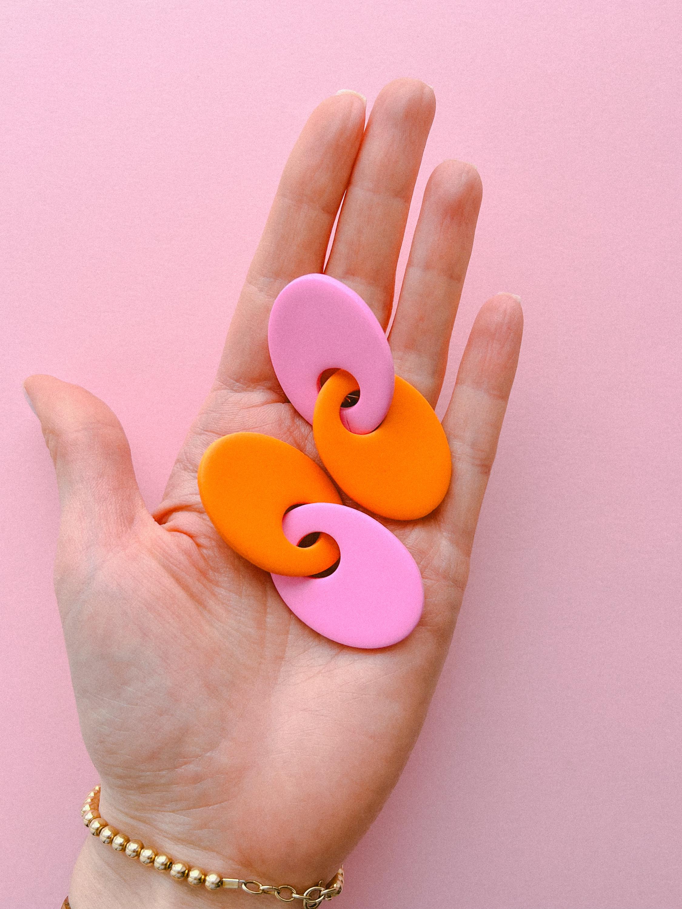 Mismatched Funky Chain Link Earrings / Retro Earring / Polymer Jewelry ...