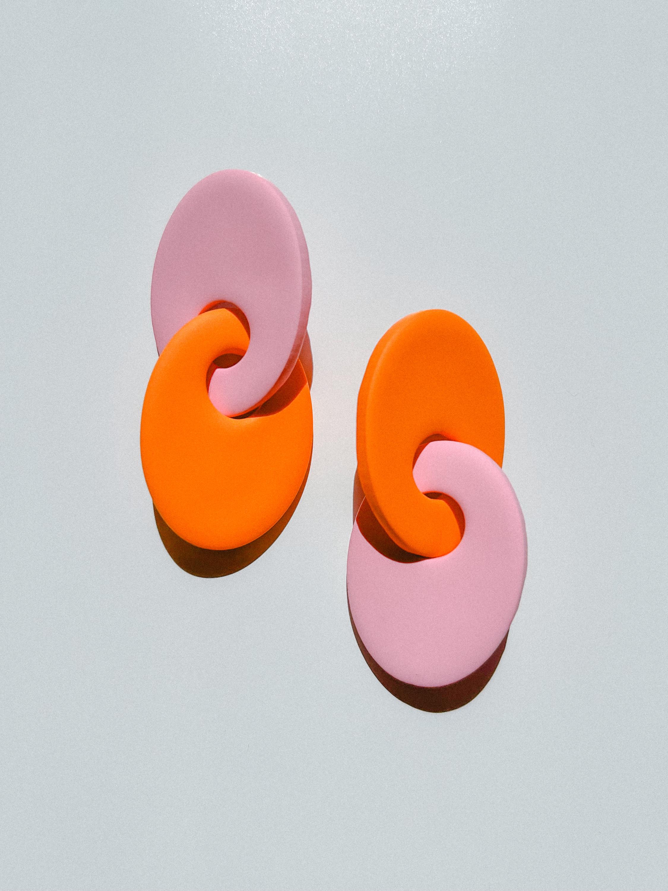 Mismatched Funky Chain Link Earrings / Retro Earring / Polymer Jewelry ...