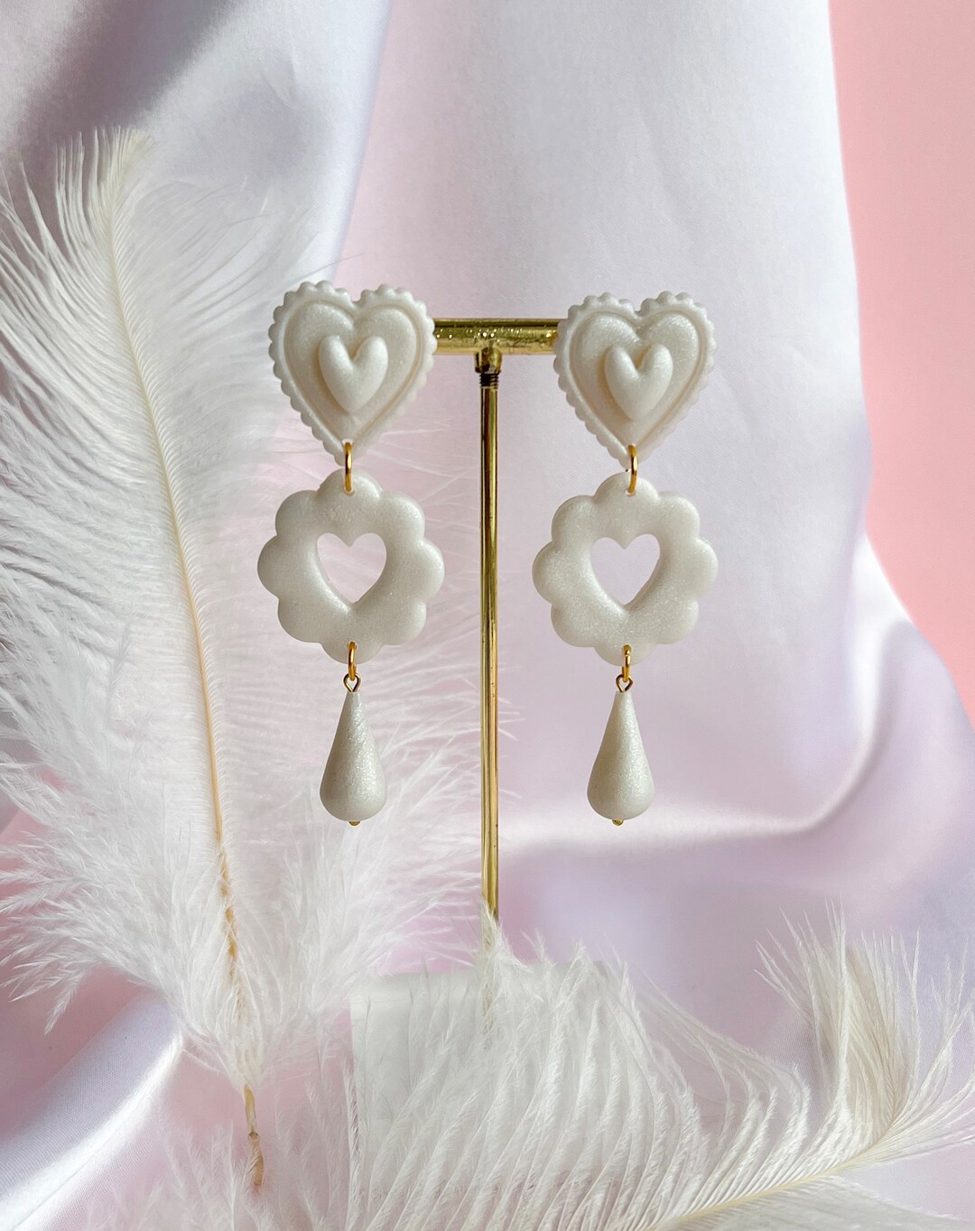 Coquette Earrings / Heart Earrings / Polymer Clay Earrings / Valentine ...