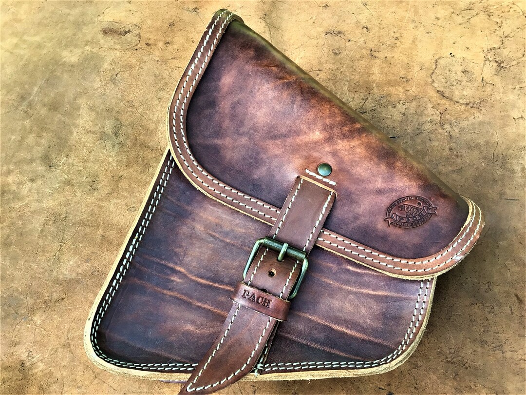 SOFTAIL Custom Motorcycle Side Bag, "mod. Choppers 001B Antique Brown ...