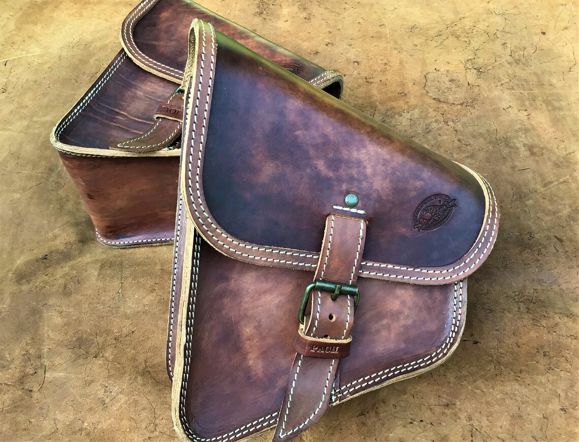 SOFTAIL Custom Motorcycle Side Bag, "mod. Choppers 001B Antique Brown ...
