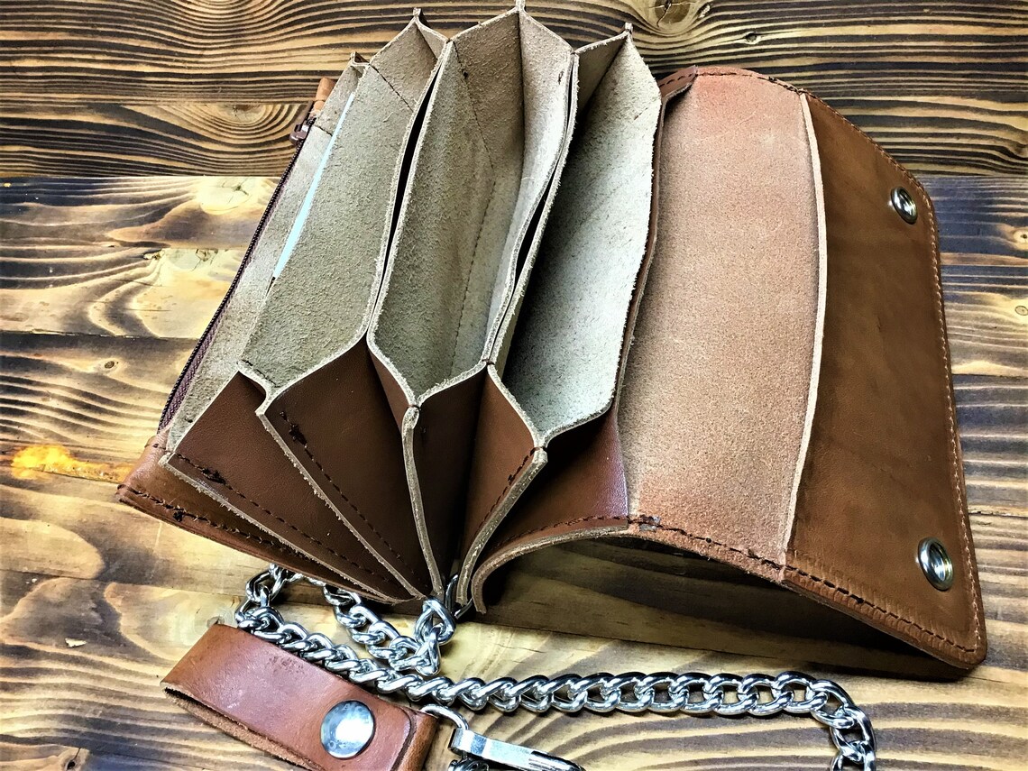 Leather Biker Wallet Biker Wallet in Italian Leather With | Etsy