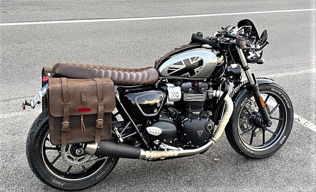 Leather Saddlebag Bag for Triumph, Custom.. code: Cafè Racer 111 ...