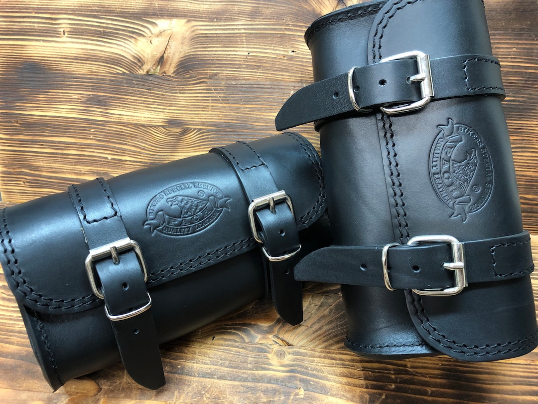 Motorcycle Tool Roller "inches Model" - BLACK - 3.5 BLACK Thick Leather ...