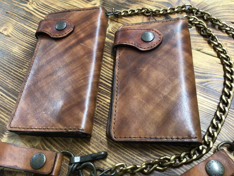 Hand-dyed Leather Wallet With Card Holder "mod. BIKERS CARD BIS Rigato ...