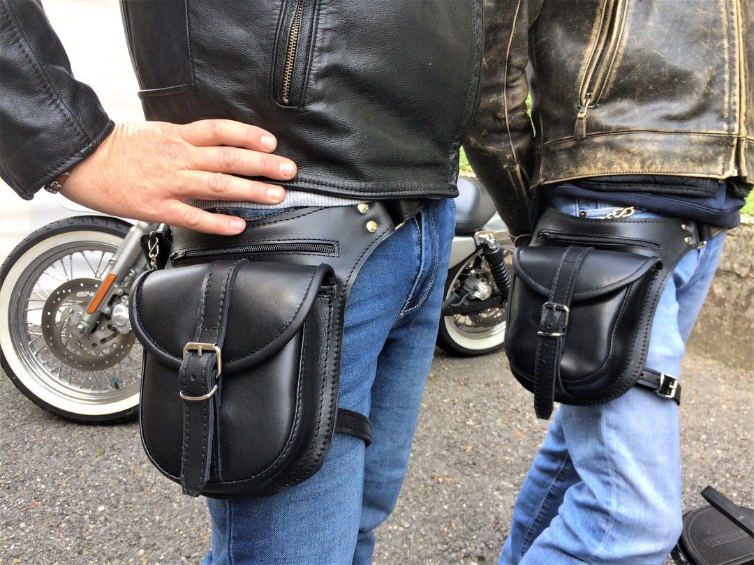 Leg Pouch in Biker Leather Leather Pouch Leg Handmade With - Etsy