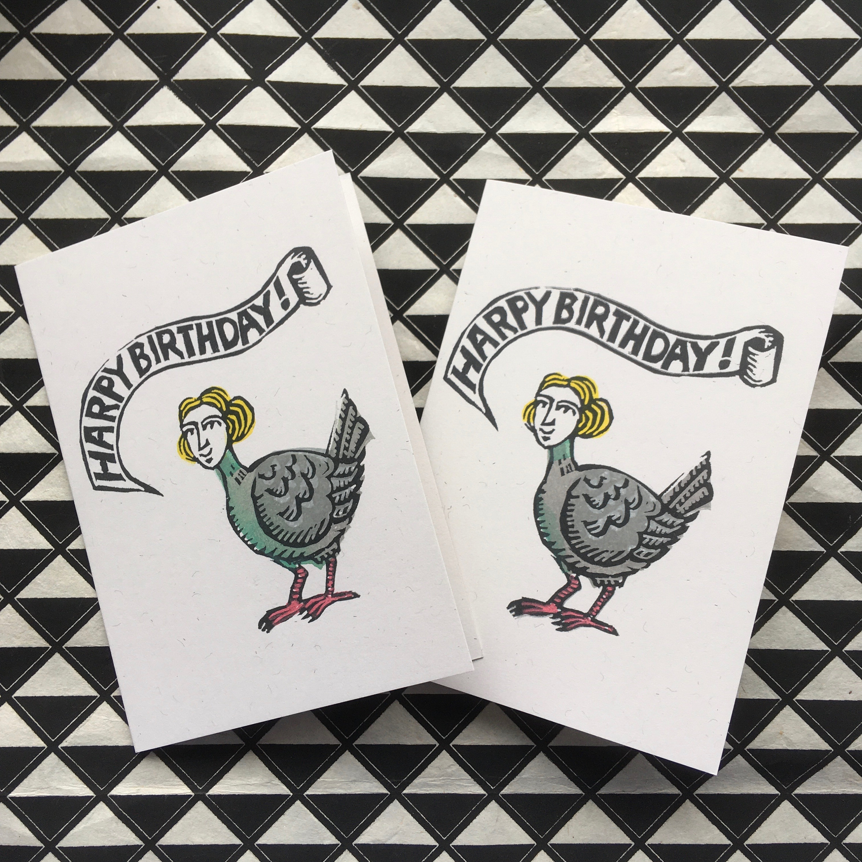 Harpy Birthday Card Medieval Woodcut Style Pigeon Harpy Hand - Etsy
