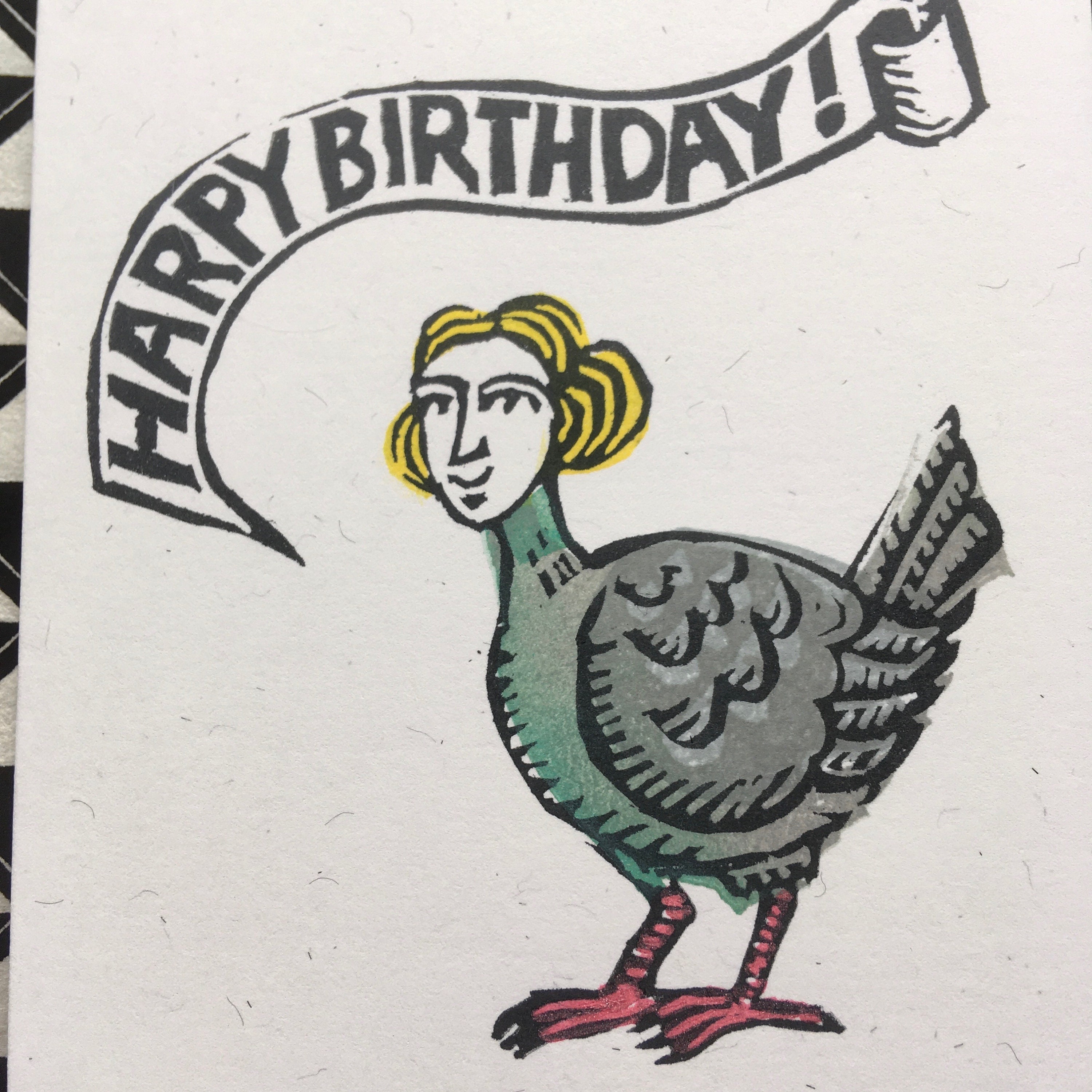 Harpy Birthday Card Medieval Woodcut Style Pigeon Harpy Hand - Etsy
