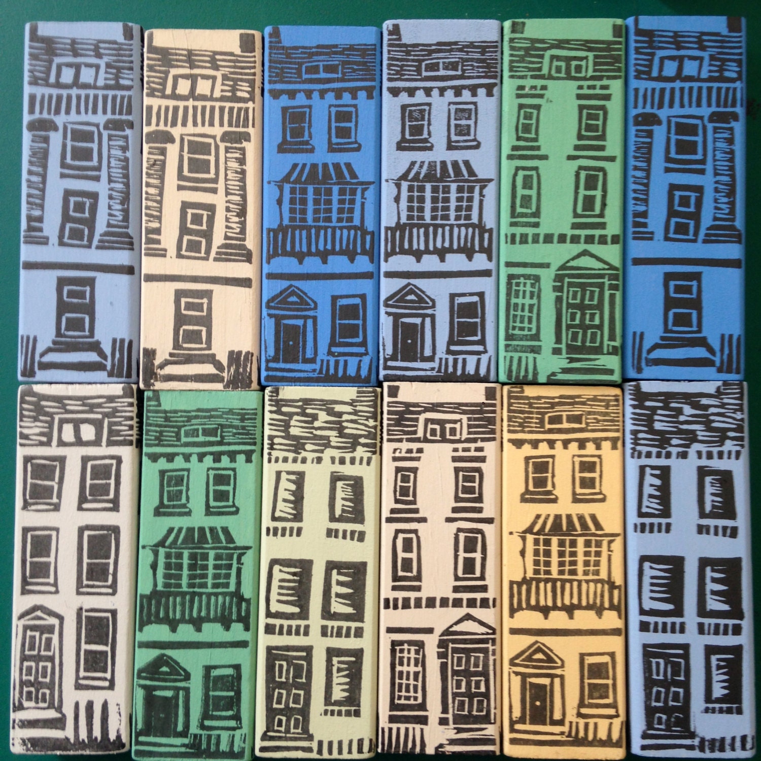 Trio of Handprinted Little Wooden Houses - Etsy