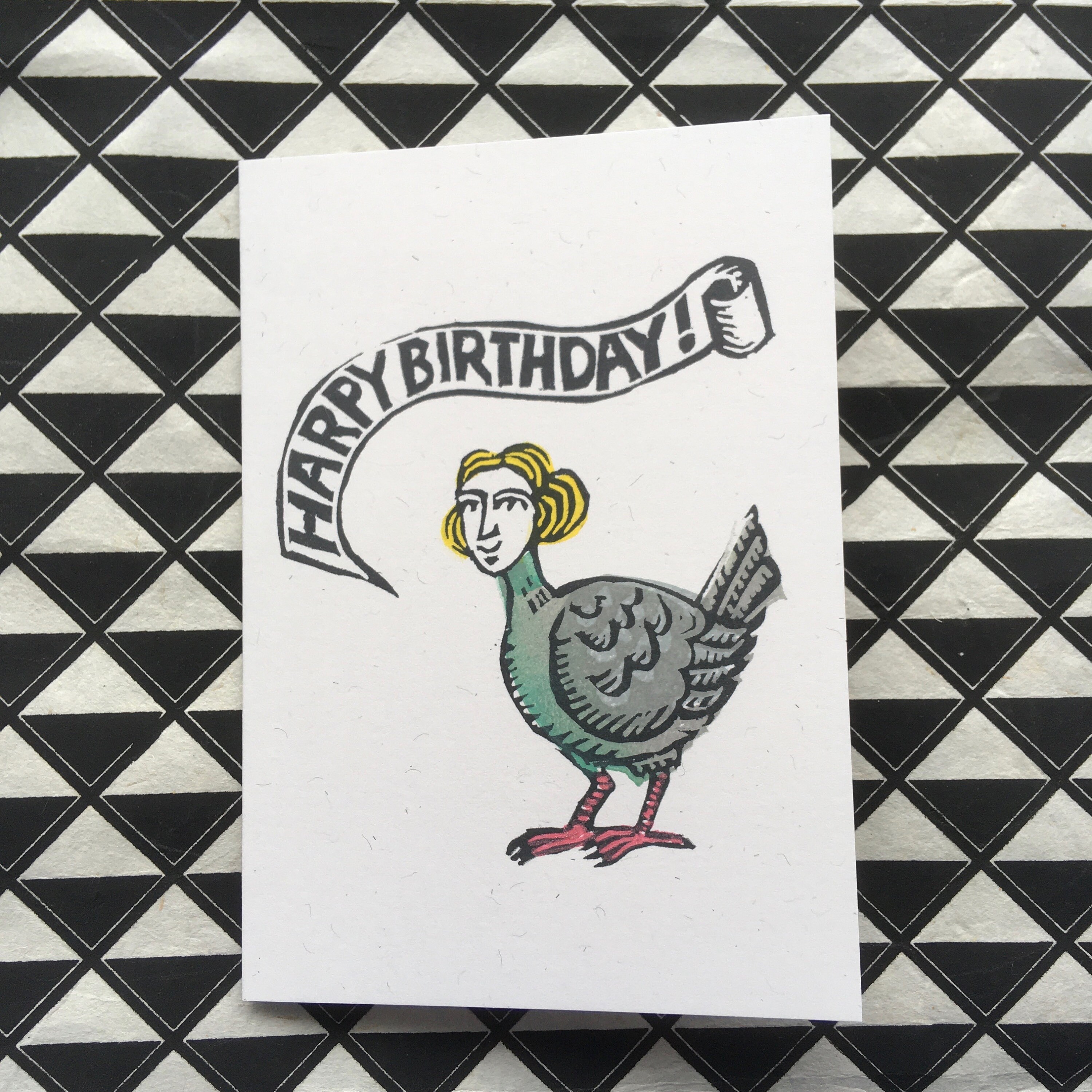 Harpy Birthday Card Medieval Woodcut Style Pigeon Harpy Hand - Etsy