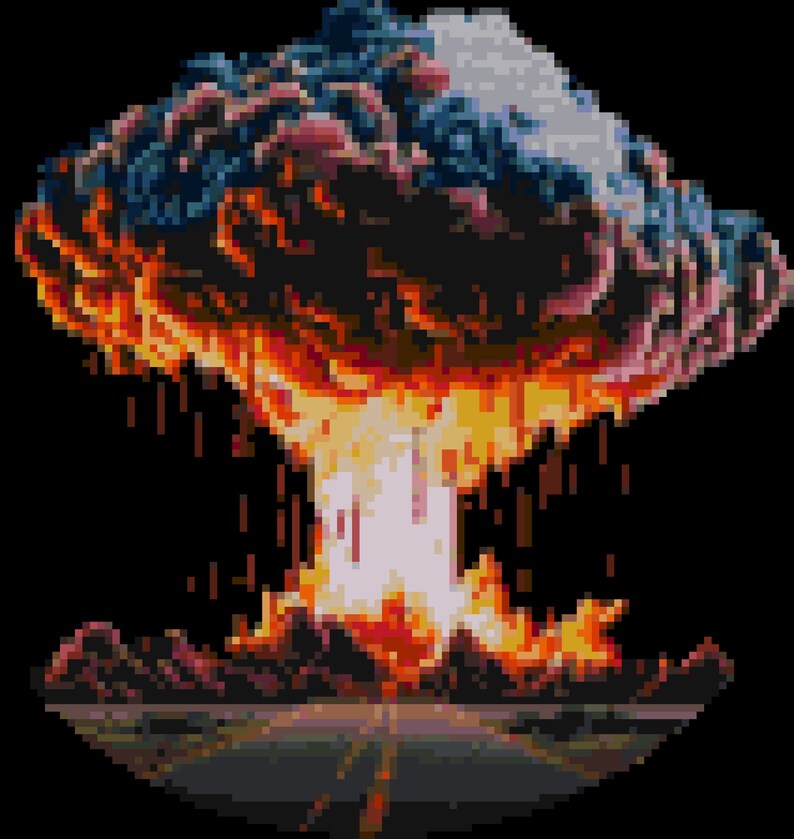 Atomic Twilight - Nuclear Explosion Cross Stitch Pattern - Apocalypse ...