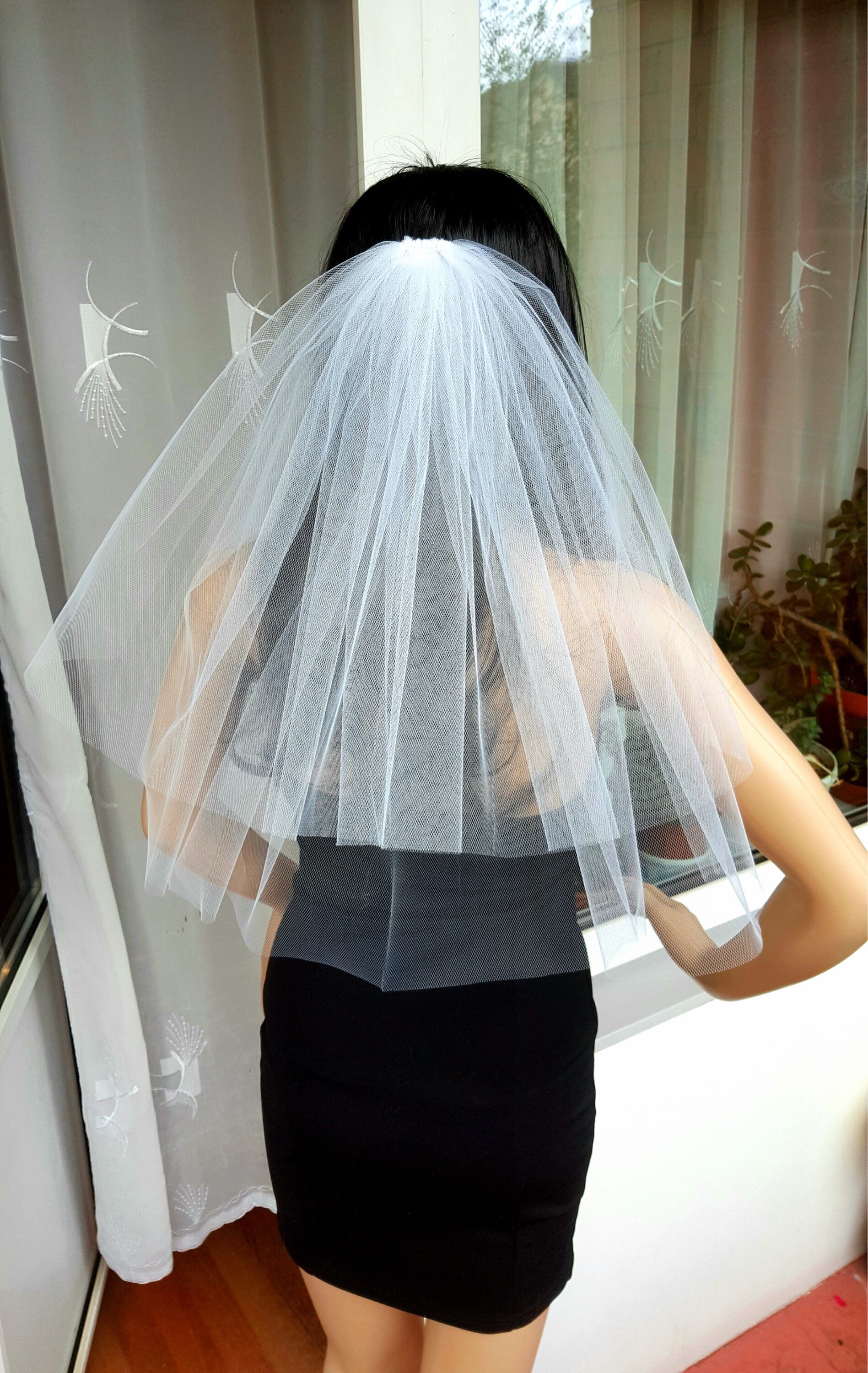 Bachelorette Party Veil White Middle Length, 2-tier. Hen Party Veil ...