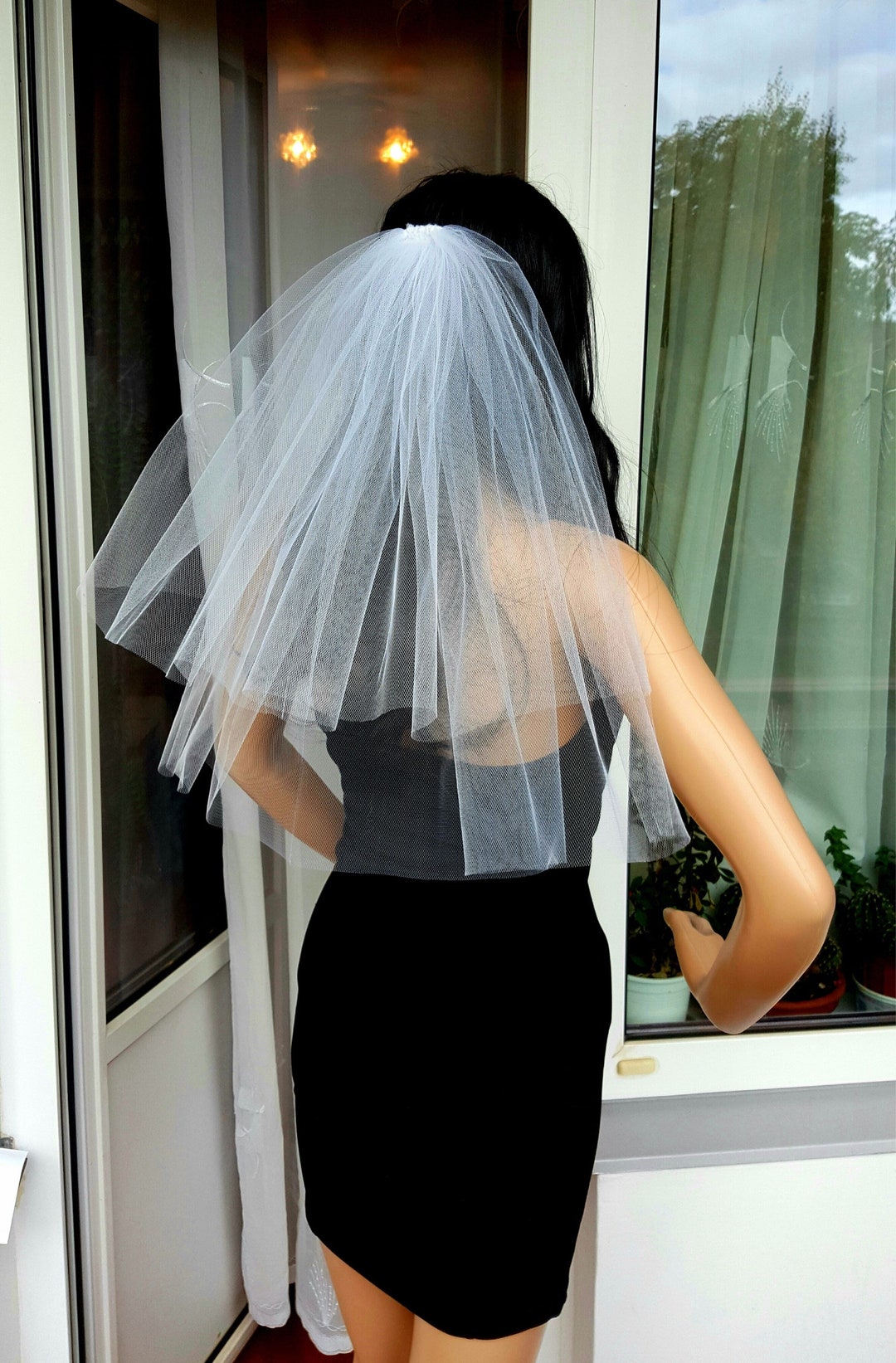 Bachelorette Party Veil White Middle Length, 2-tier. Hen Party Veil ...