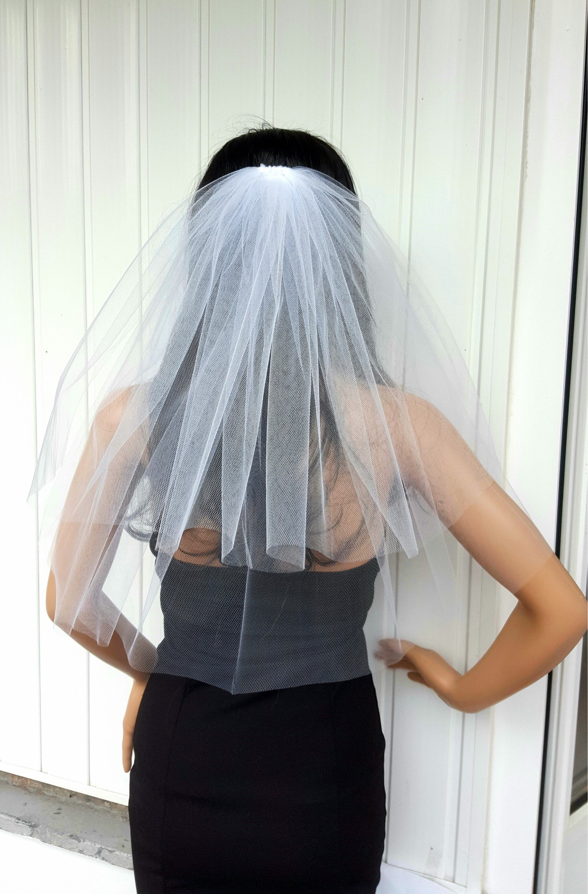 Bachelorette Party Veil White Middle Length, 2-tier. Hen Party Veil ...