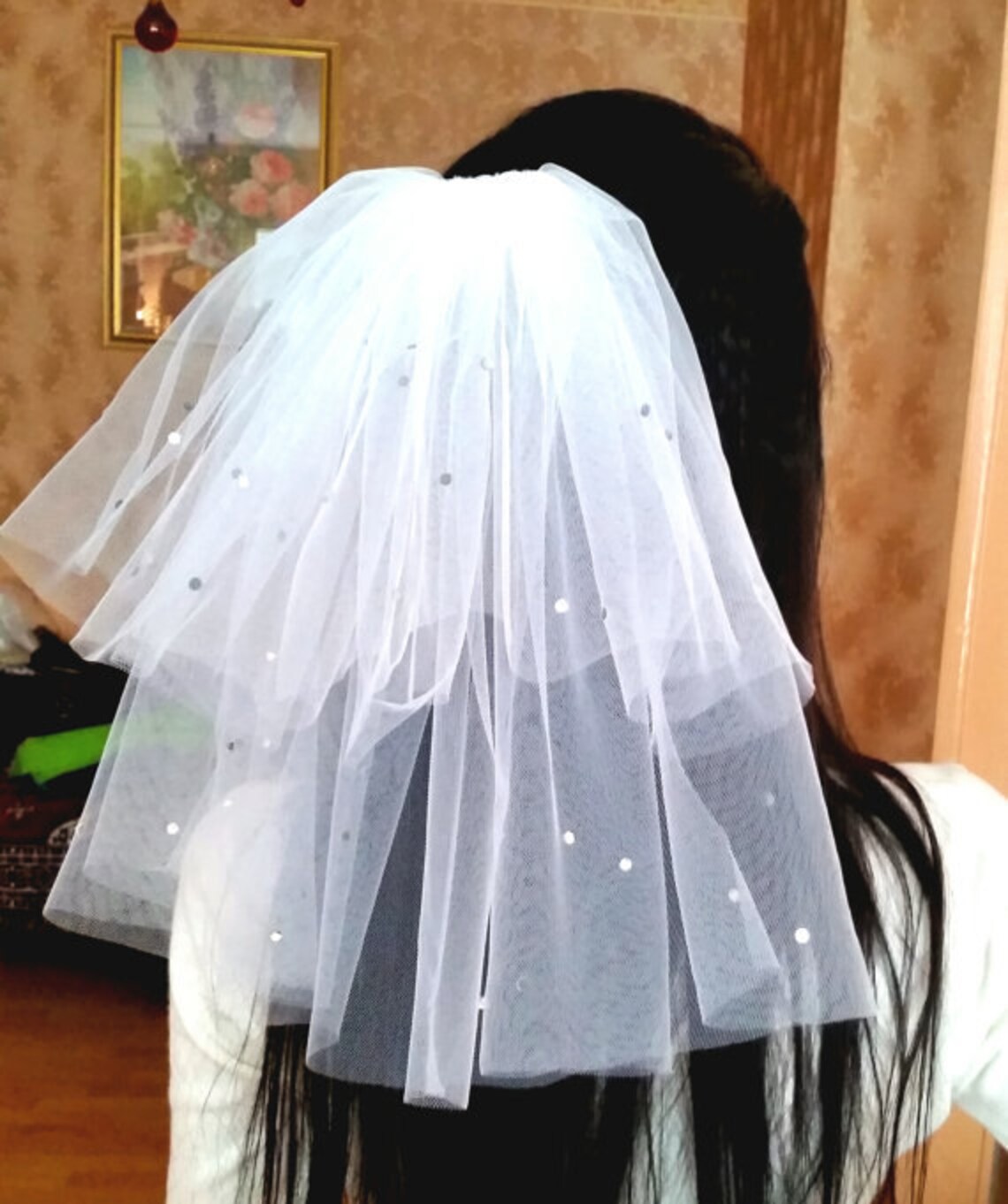 Bachelorette Party Veil 2-tier White Sparkling With - Etsy