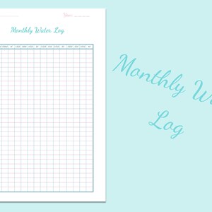 Printable Monthly Water Log - Etsy